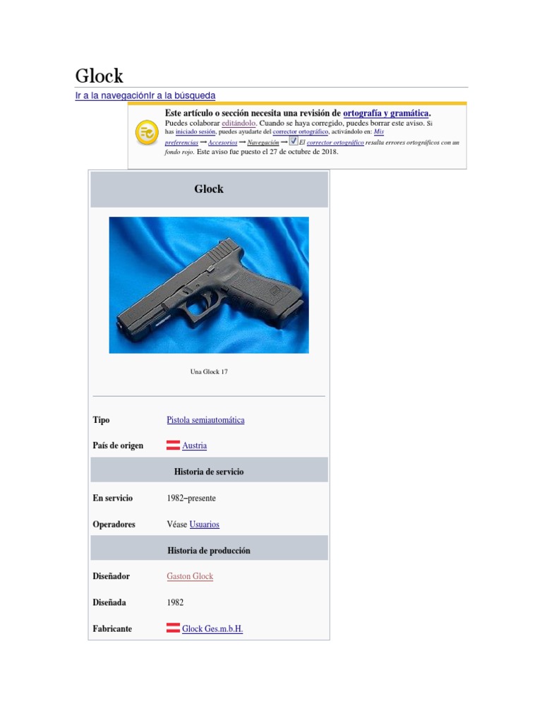 Historia y Diseño de la Glock | PDF | Brazos cortos | Munición