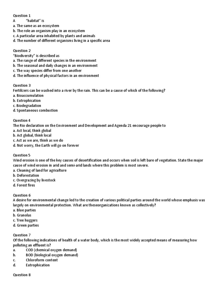 Question For Environmental Laws | PDF | Waste Management | Conservation ...