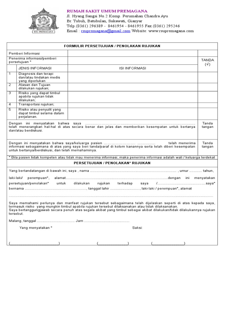 Formulir Persetujuan | PDF