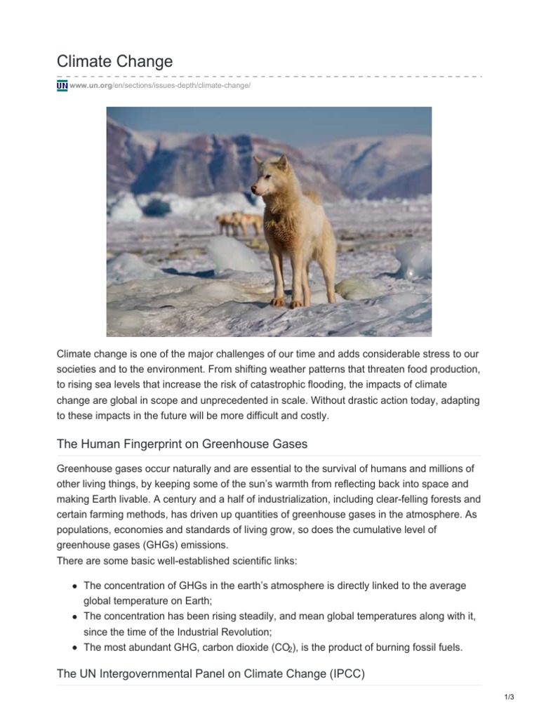 Climate Chnage | PDF | United Nations Framework Convention On Climate ...