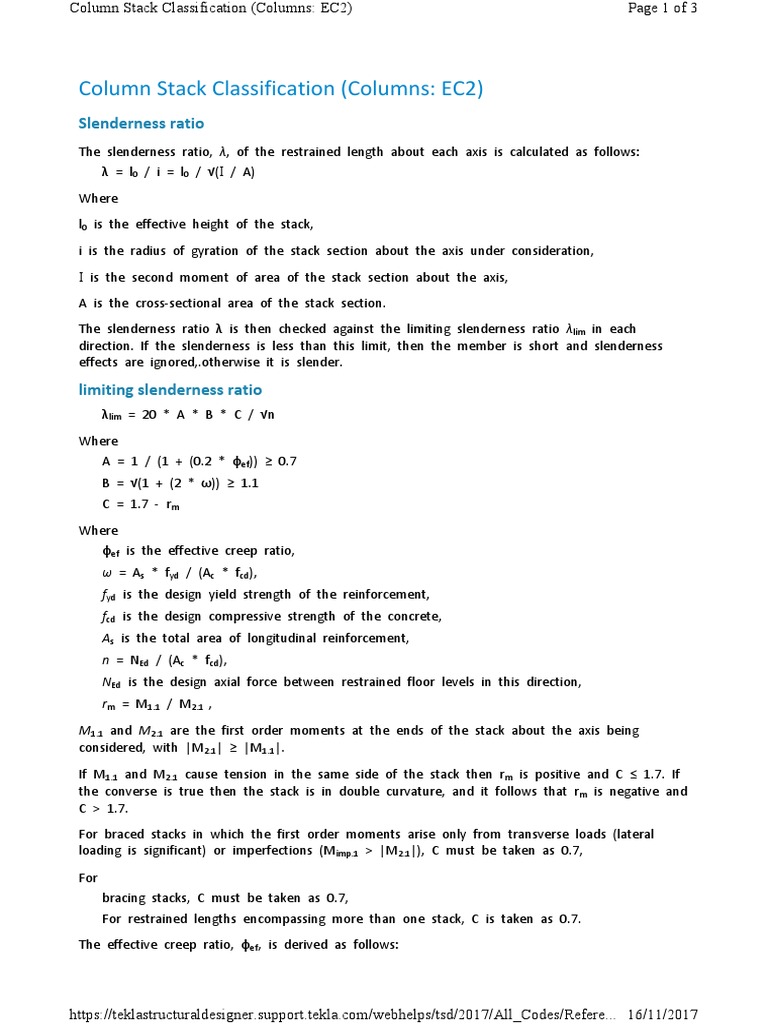 Column Stack Classification (Columns EC2) | PDF | Mechanical ...