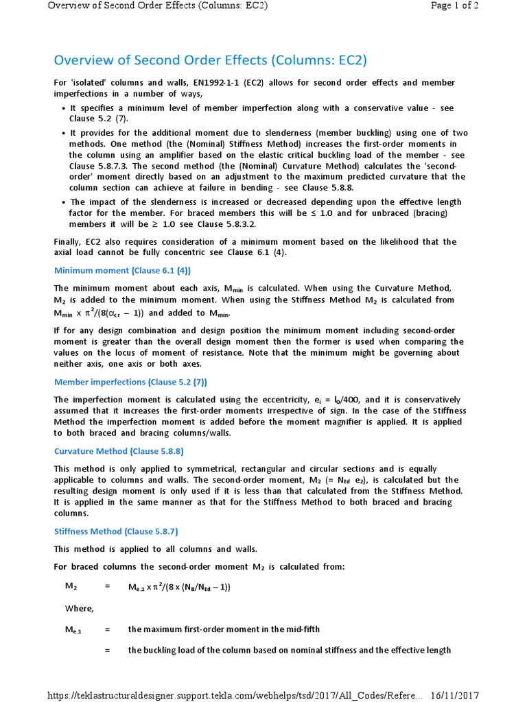 Overview of Second Order Effects (Columns EC2) | PDF | Buckling ...
