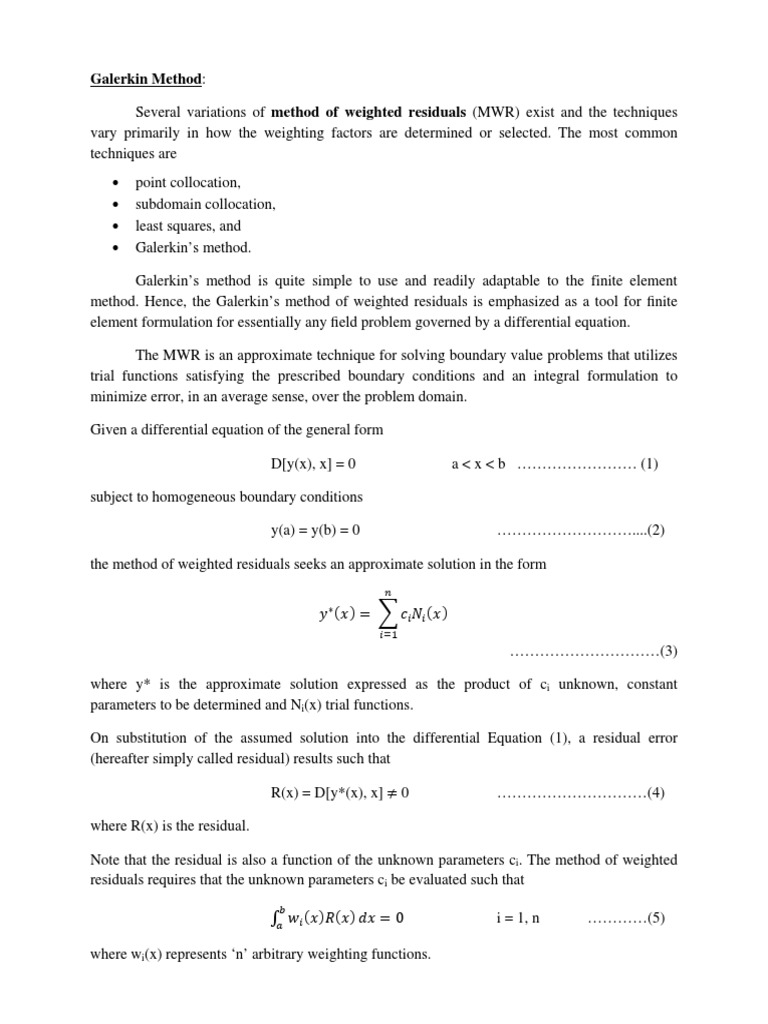 Galerkin Method | PDF | Finite Element Method | Errors And Residuals