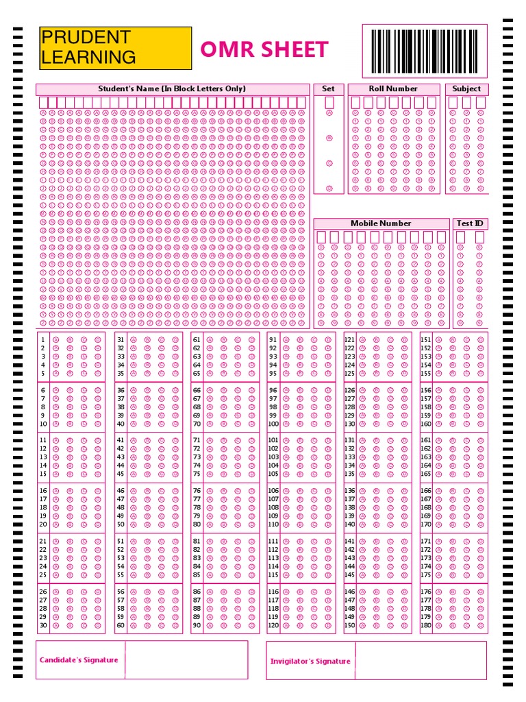 180 Question Omr Sheet Sample