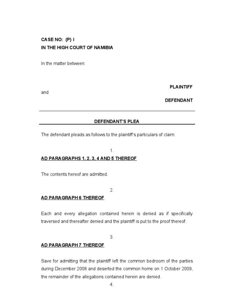 25 Example Plea Divorce r v r | Plea | Judiciaries