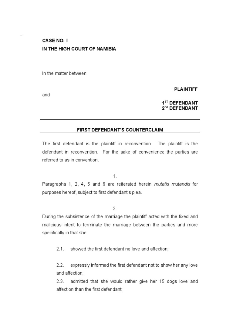 28 Example Counterclaim Divorce LV-L | PDF | Defendant | Lawsuit