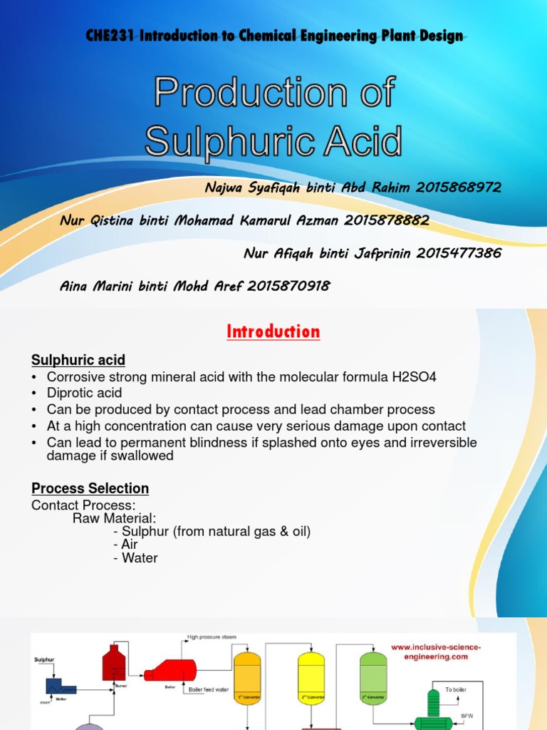 Sulphuric Acid Production Processes | PDF | Sulfuric Acid | Chemical ...