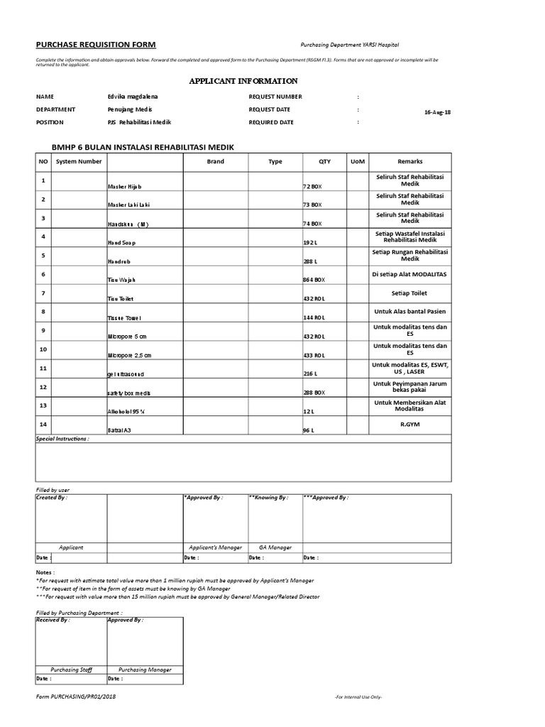 Purchase Requisition - Internal | PDF | Nature