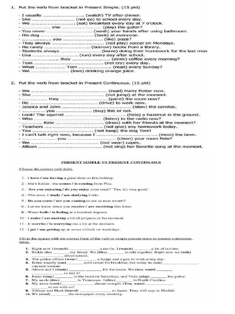 Present Simple Vs Continuous | PDF