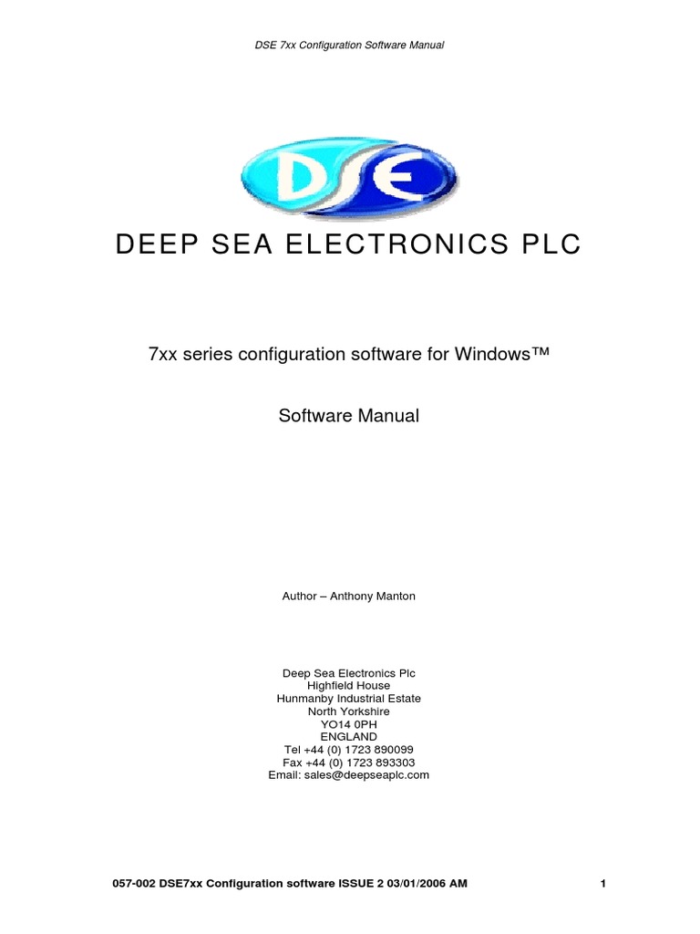Deep Sea Electronics PLC: 7xx Series Configuration Software For Windows ...