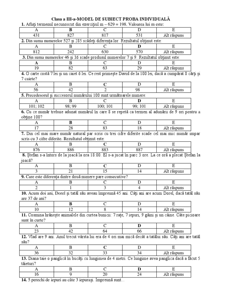 Modele Subiecte MATHGAL PDF | PDF