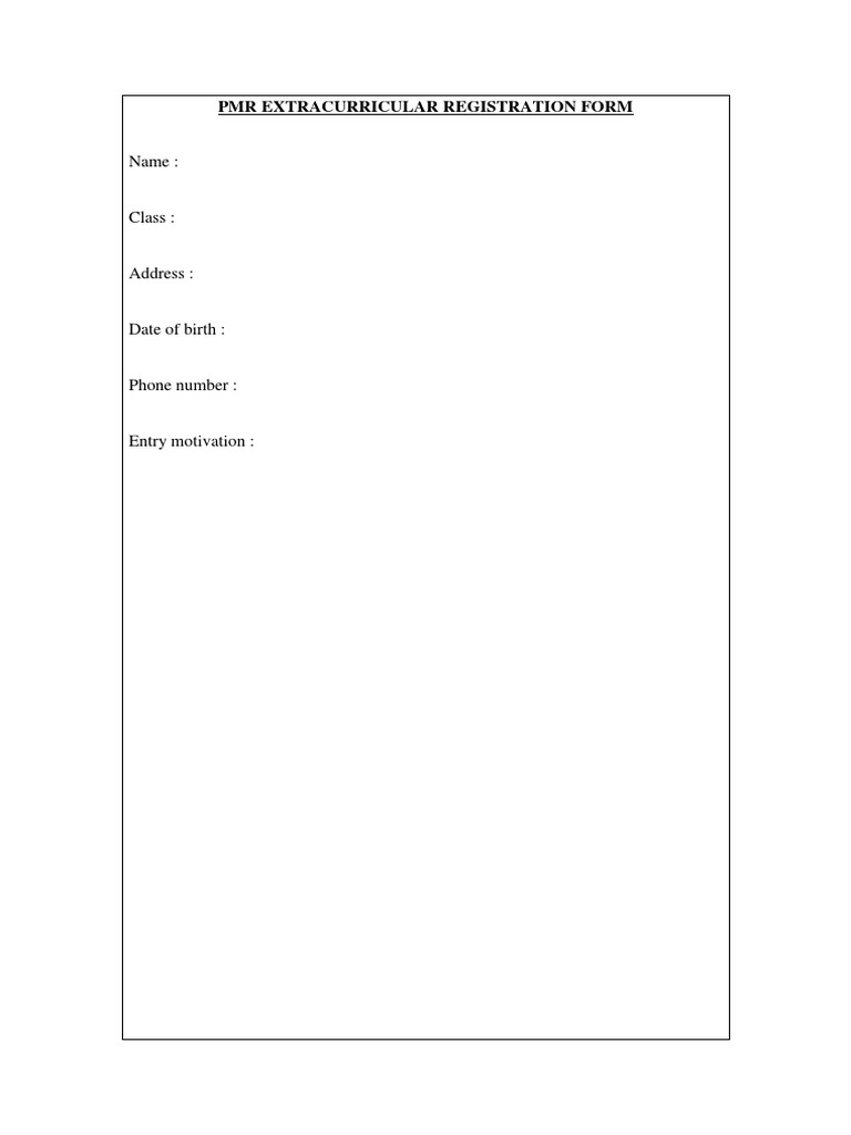 PMR Extracurricular Registration Form | PDF