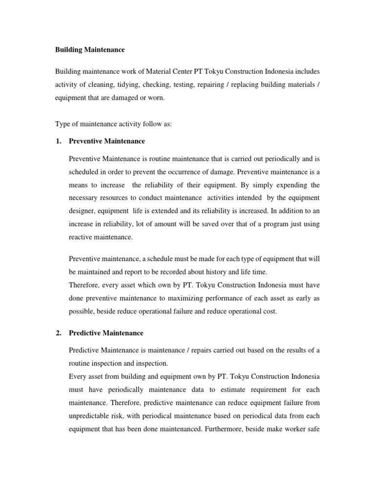 Building Maintenance Draft | PDF