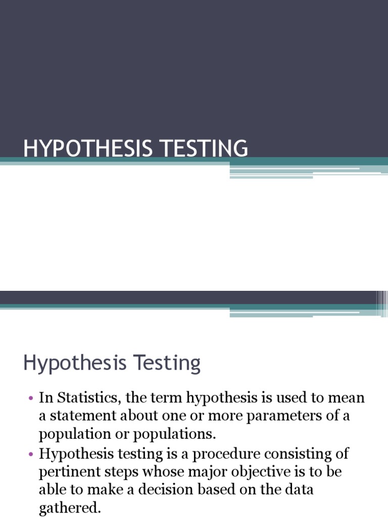 Hypothesis Testing (Statistics) | PDF | Statistical Hypothesis Testing ...