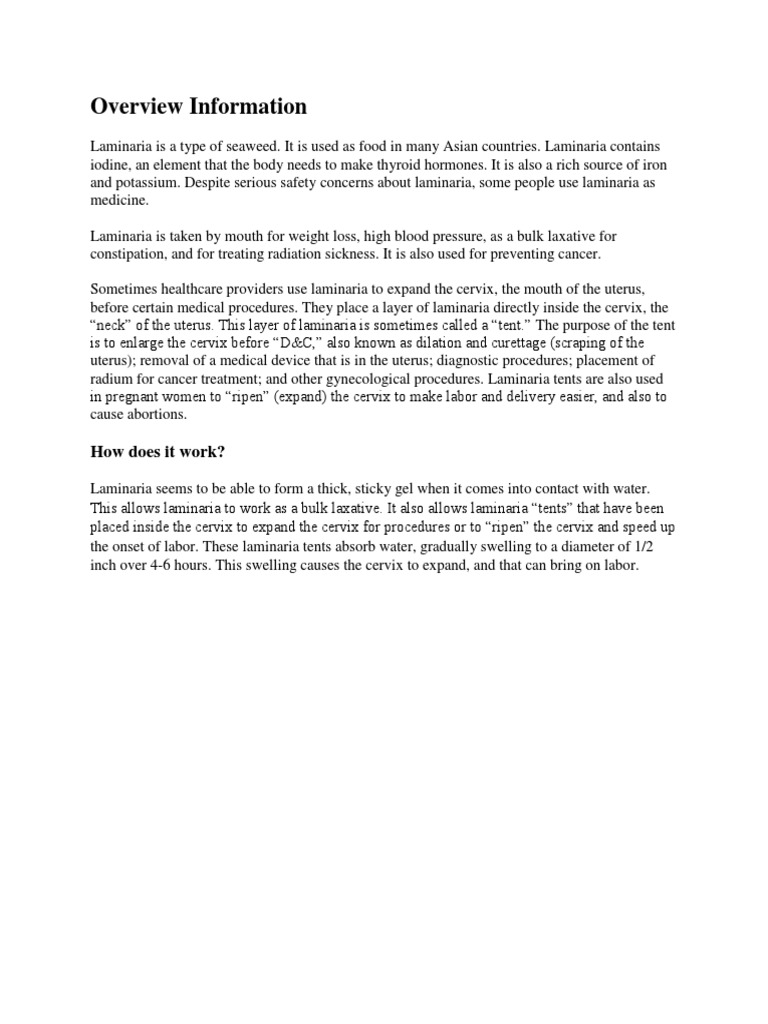 Laminaria: Cervical Dilator Overview | PDF