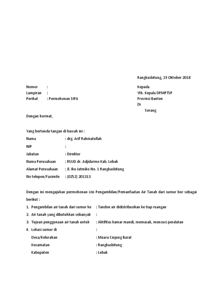 Surat Permohonan Sipa | PDF