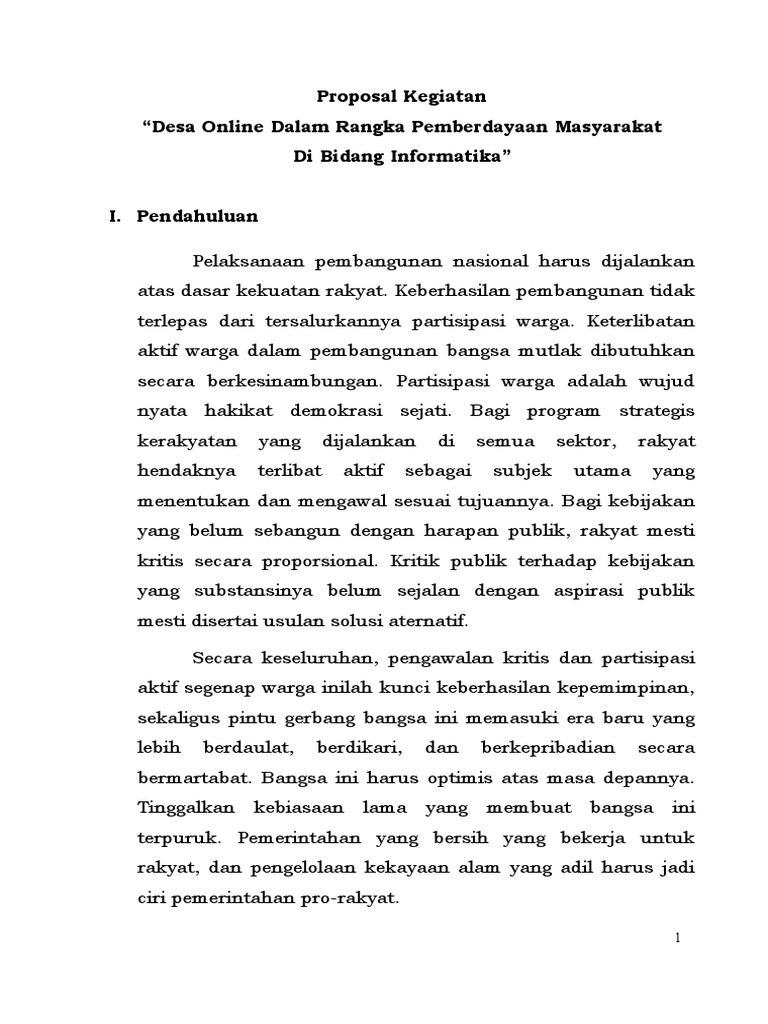 Contoh Proposal Kegiatan Desa Online | PDF
