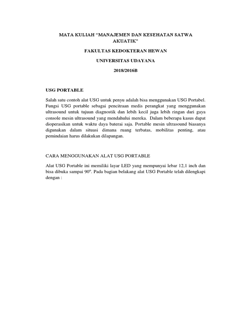 Cara Menggunakan Alat Usg Portable | PDF | Kesehatan Holistik | Sains ...