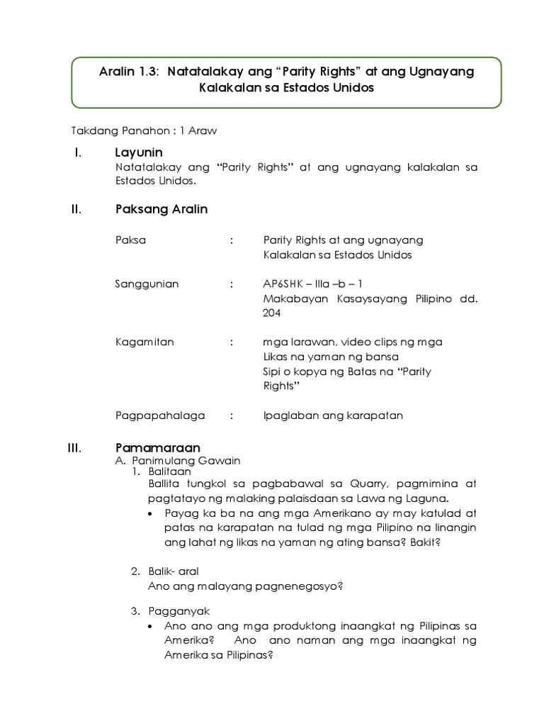 Ap6 Aralin 1.3 | PDF