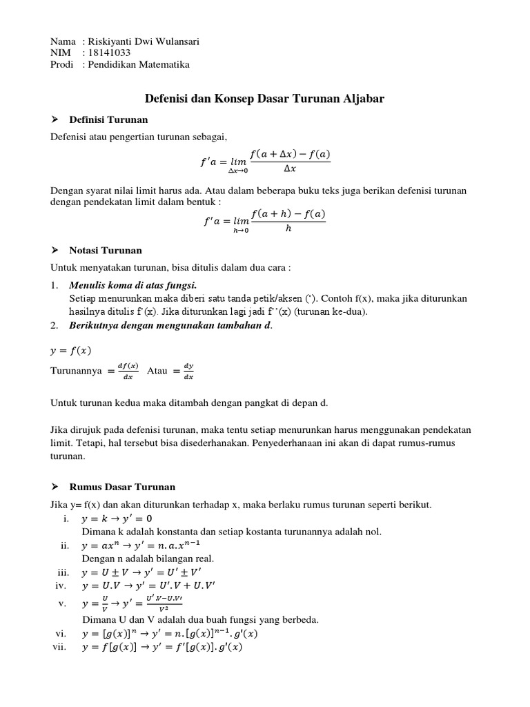 Konsep Dasar Turunan | PDF | Sains & Matematika