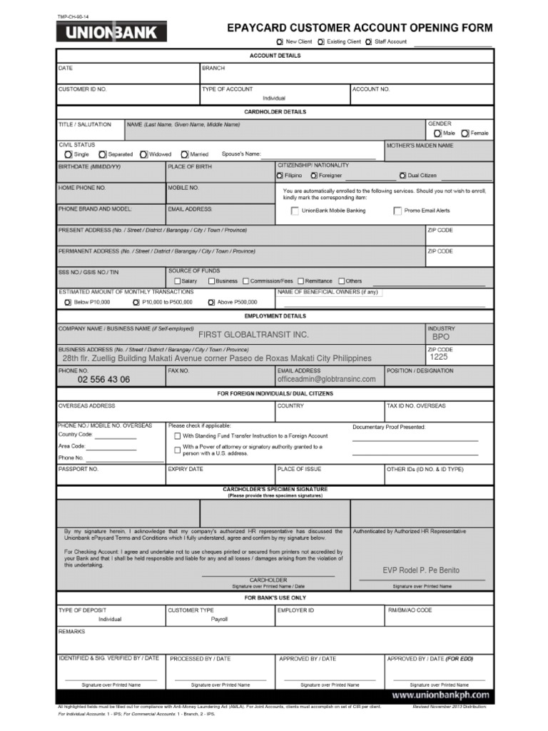 Union Bank ePaycard Application Guide | PDF