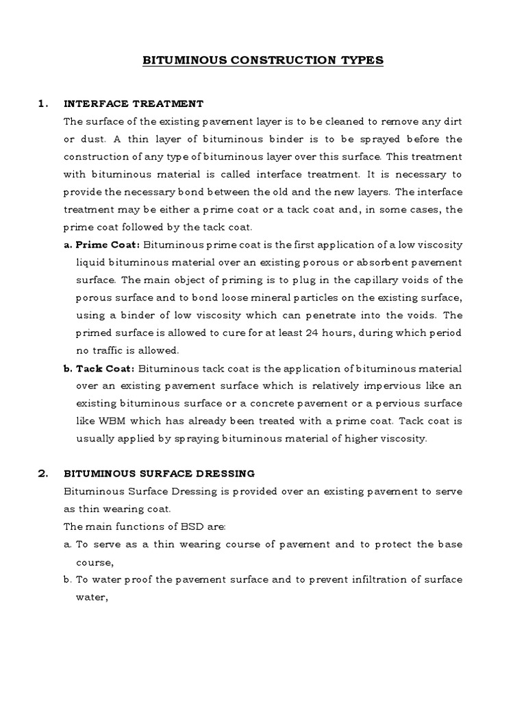 Bituminous Construction Types | PDF | Asphalt | Road Surface