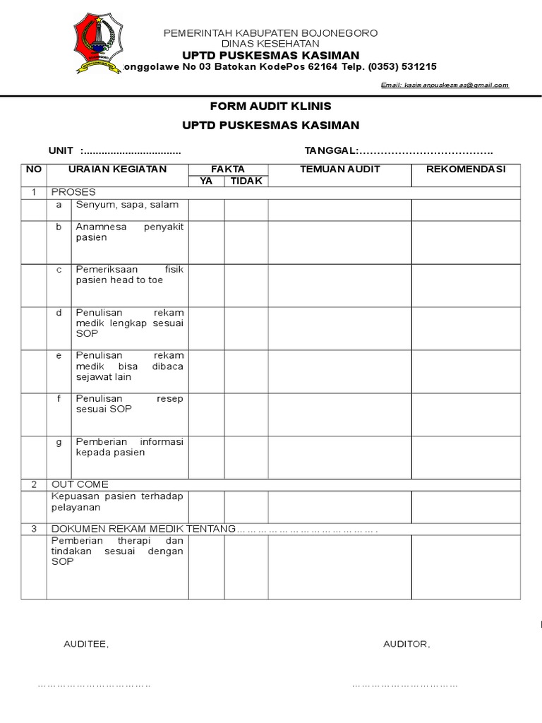 Form Audit Klinis | PDF | Pengembangan Diri