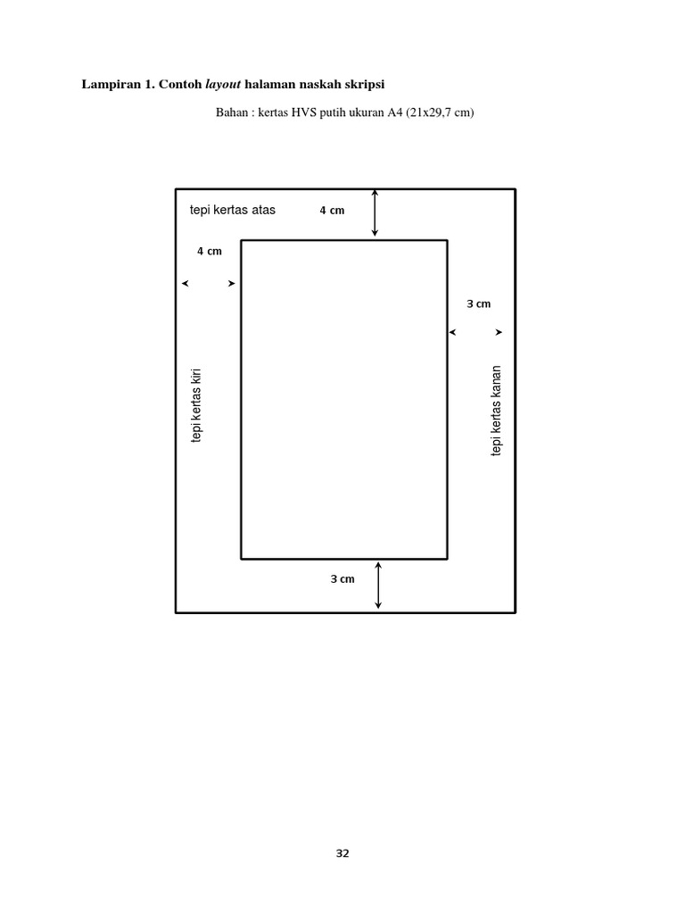 Lampiran 1. Contoh layout halaman naskah skripsi: Bahan: kertas HVS ...