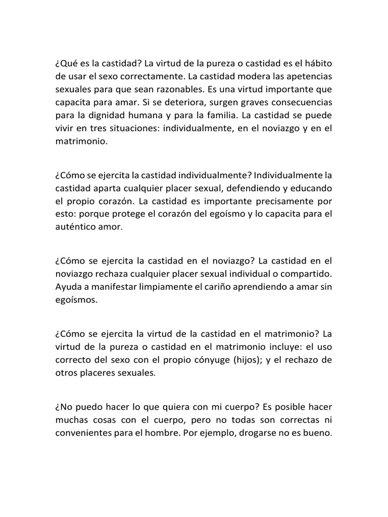 Qué Es La Castidad | PDF | Castidad | Egoismo psicologico