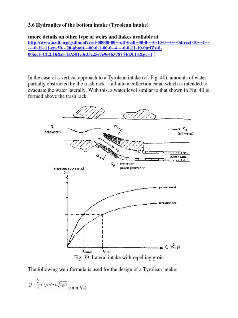 Tyrolean Intake Design and Hydraulics | PDF | River | Dam