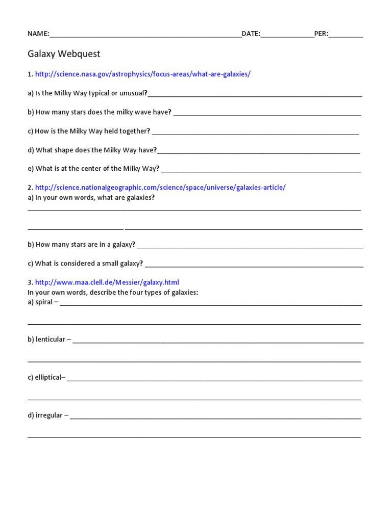 Galaxy Webquest | PDF | Galaxy | Milky Way