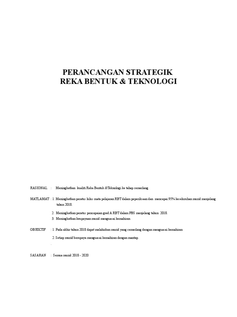 Perancangan Strategik RBT 2018 | PDF