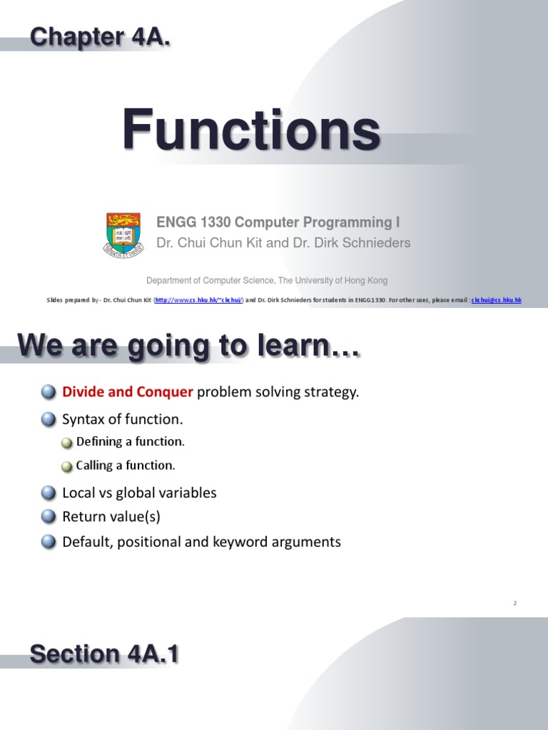 ENGG1330 Chapter4 FunctionA | PDF | Parameter (Computer Programming) | Body Mass Index
