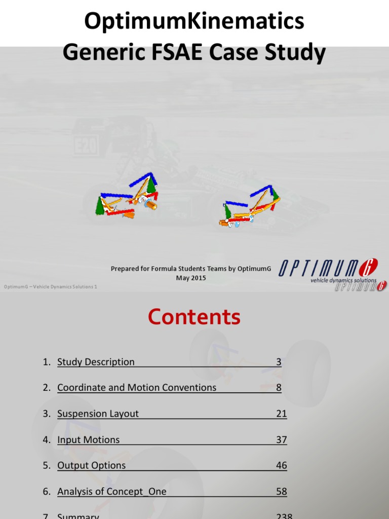 FSAE Kinematic Analysis with OptimumG | PDF | Steering | Automotive ...