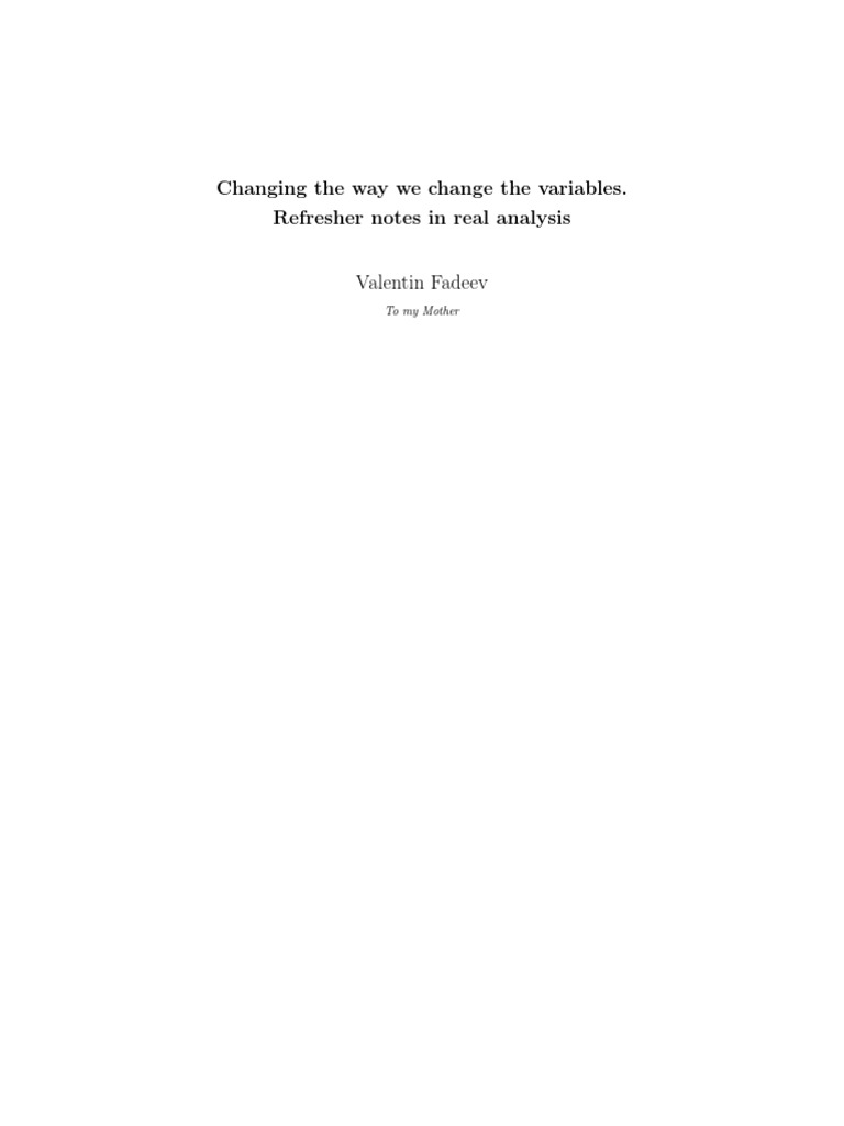 Changing Variables - Valentin Fadeev | PDF | Integral | Derivative