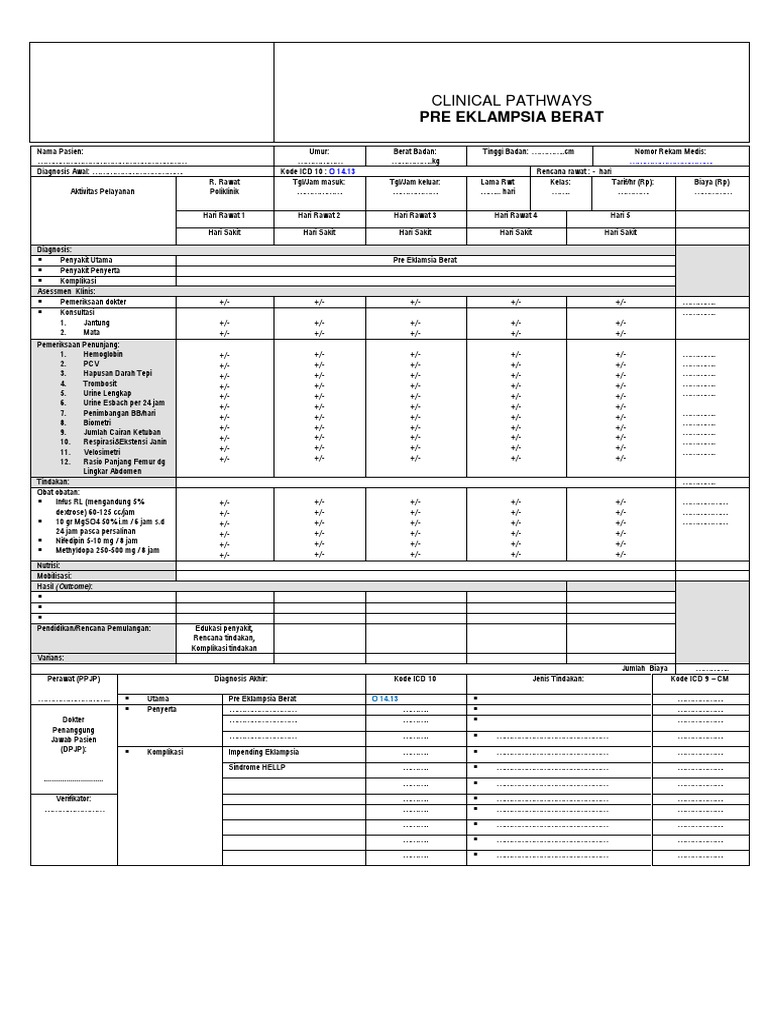Pre Eklampsia Berat: Clinical Pathways | PDF
