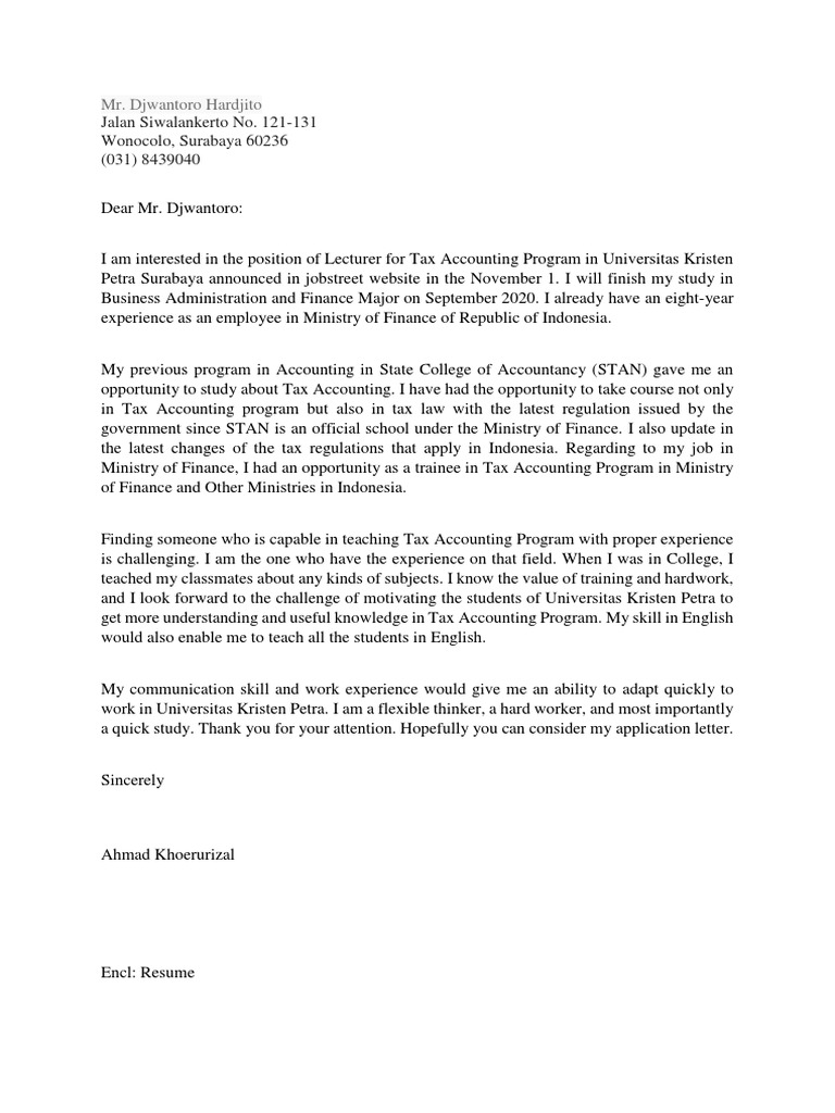 Job Application Letter | PDF