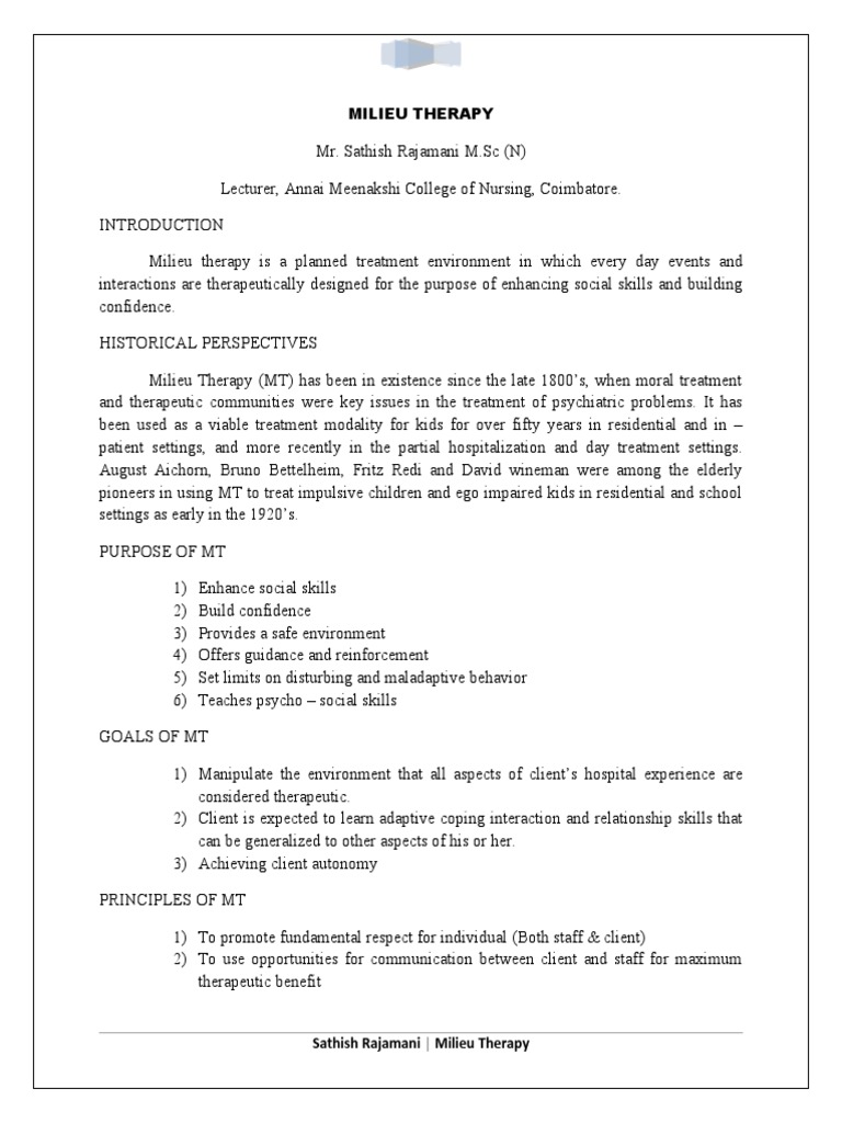 Milieu Therapy