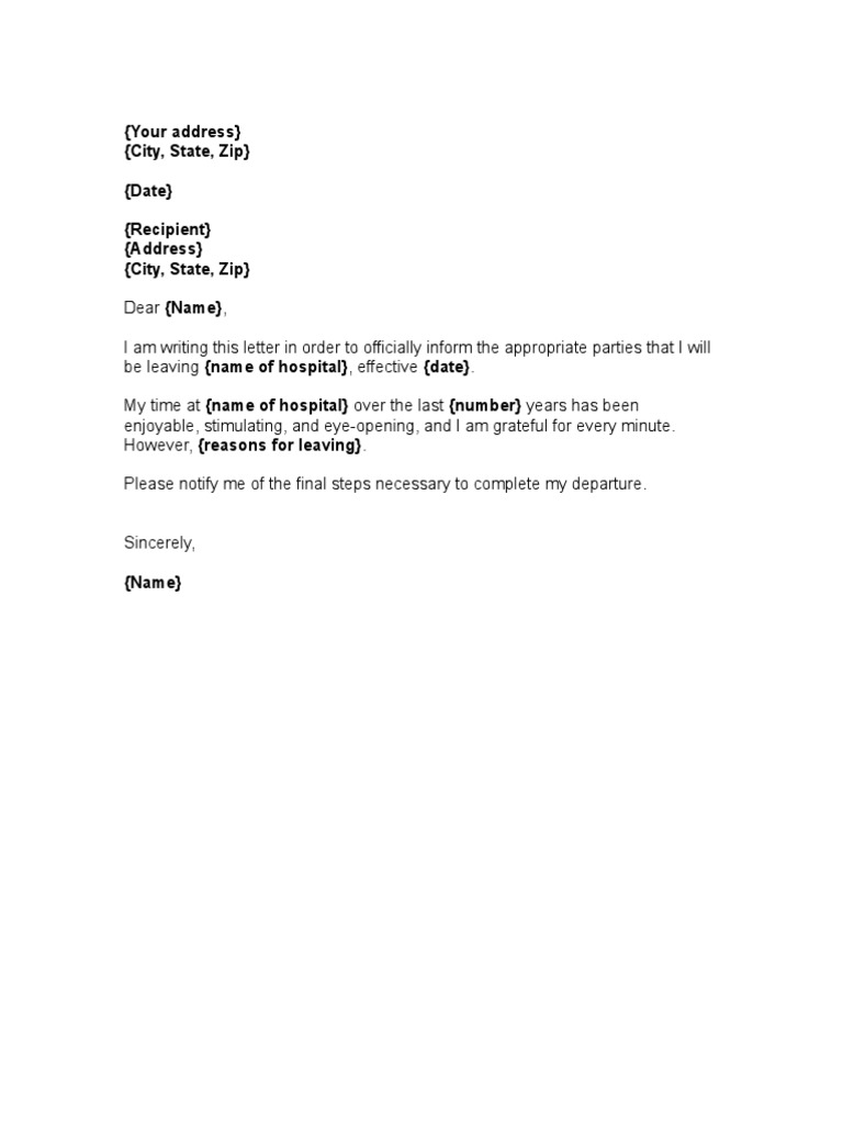 Doctor Hospital Resignation Letter | PDF