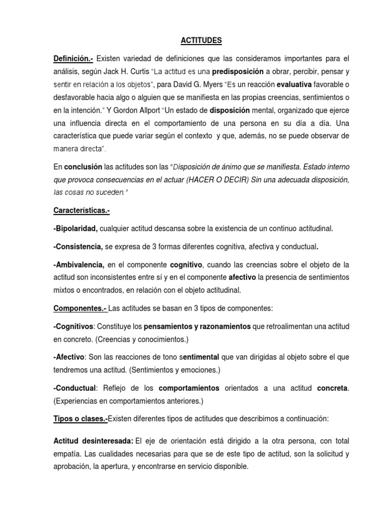 ACTITUDES | PDF | Actitud (psicología) | Ciencias del comportamiento