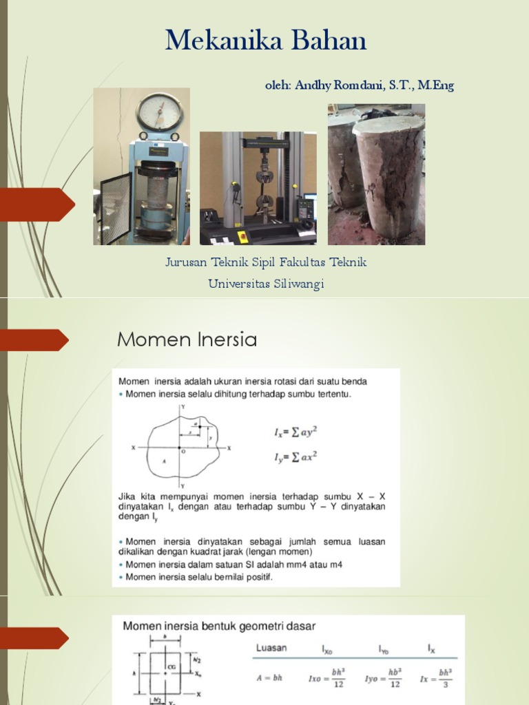 Mekanika Bahan - Momen Inersia | PDF | Metode & Bahan Ajar | Sains & Matematika