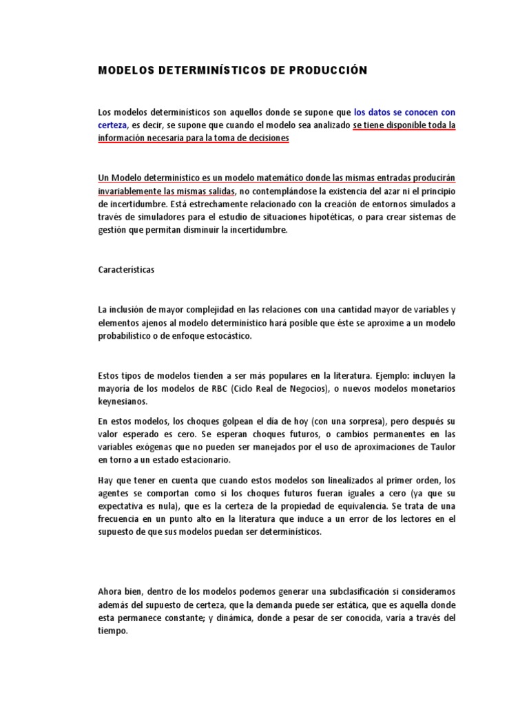 Modelos Determinísticos de Producción | PDF | Inventario | Matemáticas ...