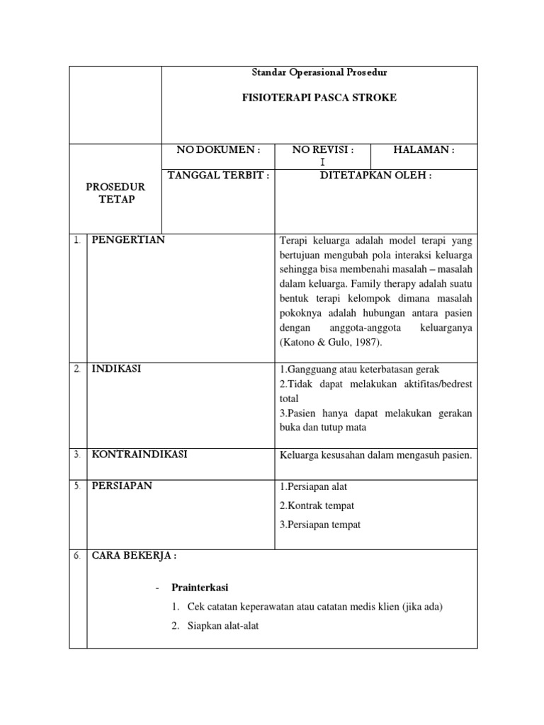 SOP Fisioterapi Pasca Stroke | PDF