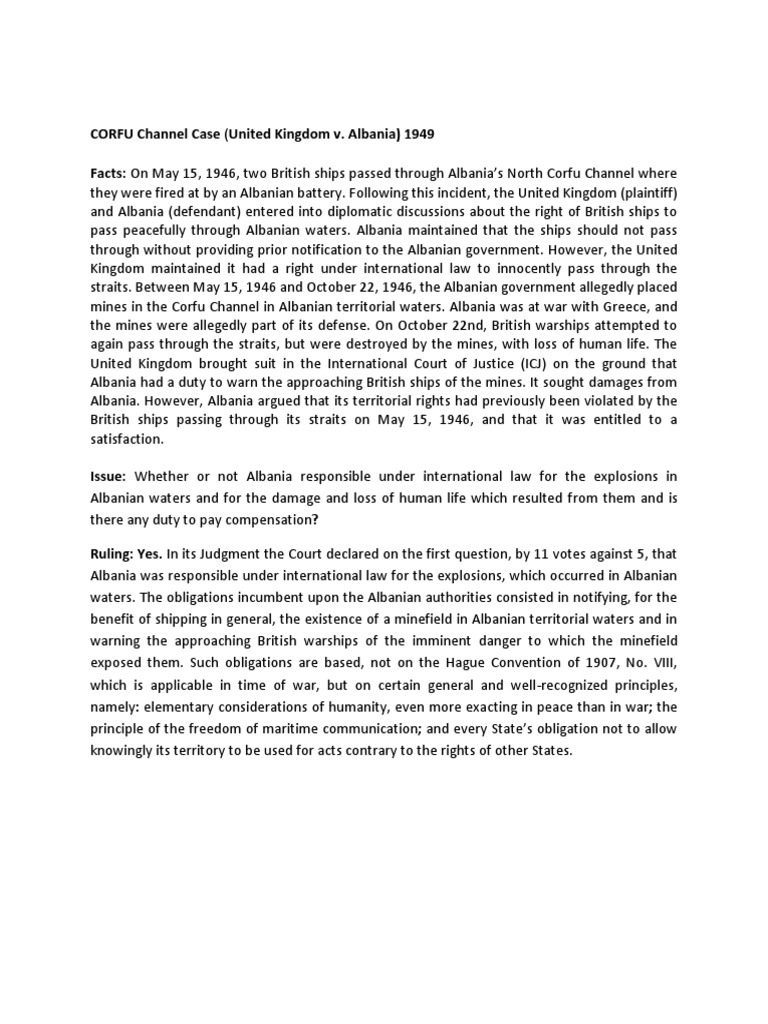 CORFU Channel Case 1949 | PDF | Public Law | Government Information