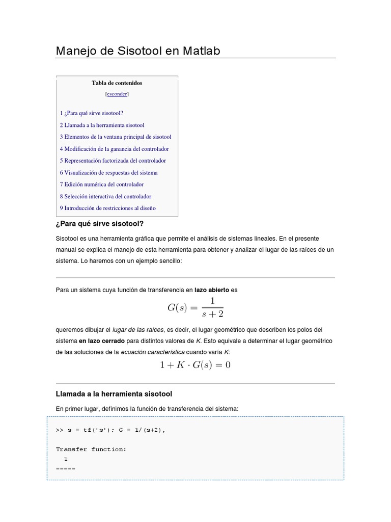 Manejo de Sisotool en Matlab WW | PDF | Ventana (informática ...