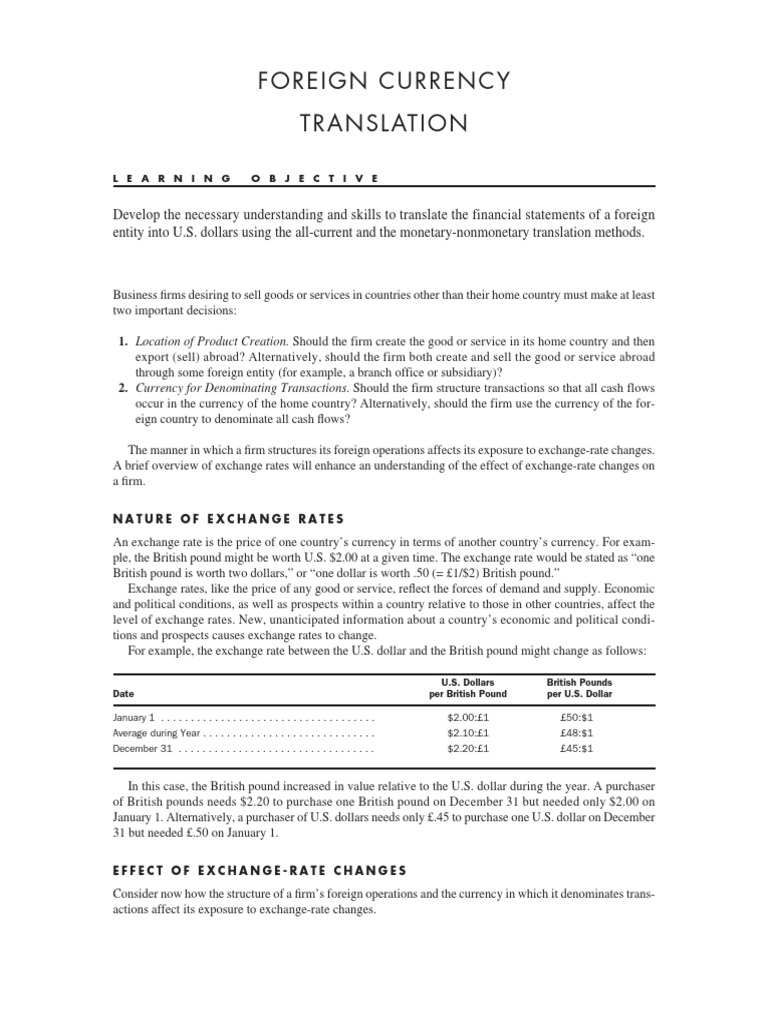 Foreign Currency Translation | PDF | Finance & Money Management