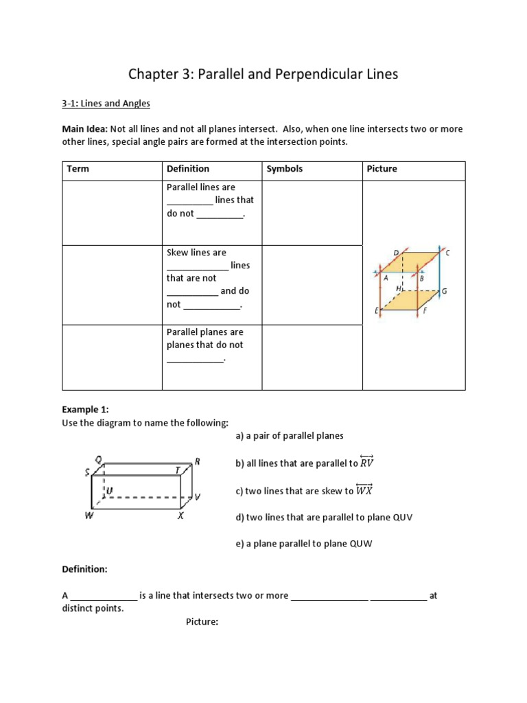 Chapter 3 Geometry Notes | PDF | Line (Geometry) | Angle