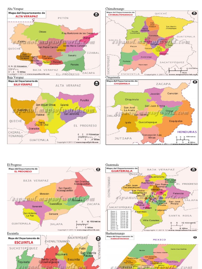 Departamentos de Guatemala Con Sus Municipios y Mapas | Guatemala ...