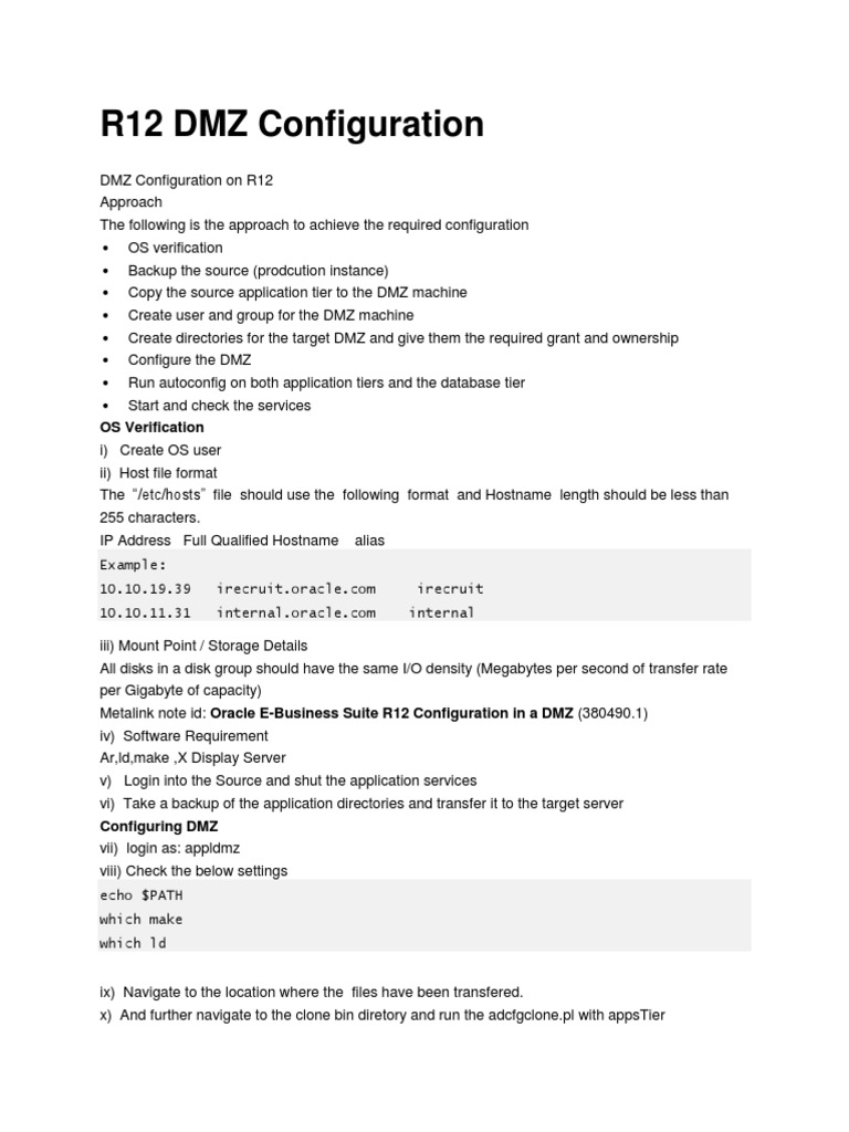 R12 DMZ Configuration | PDF | Oracle Database | Application Software