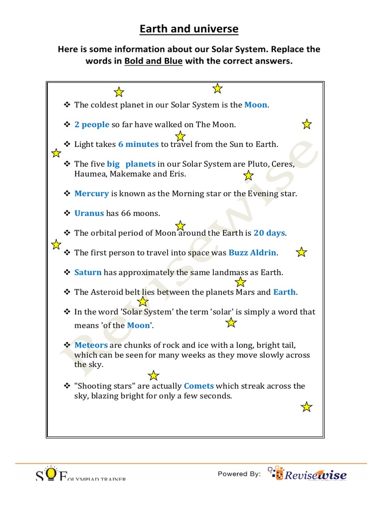 Class 4 Earth and Universe | PDF | Planets | Planemos
